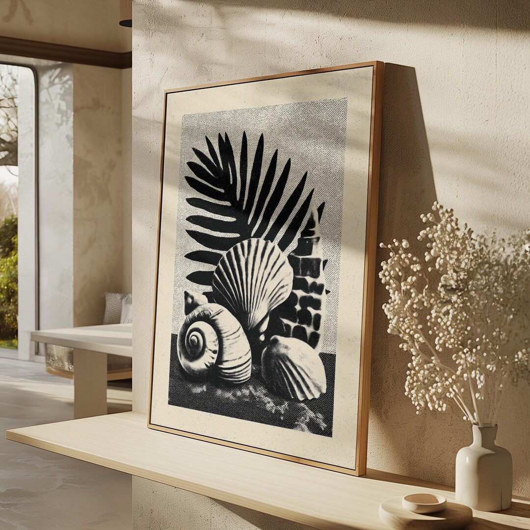 Seashell Wall Art: Coastal Botanical Print (floating Frame Available ...
