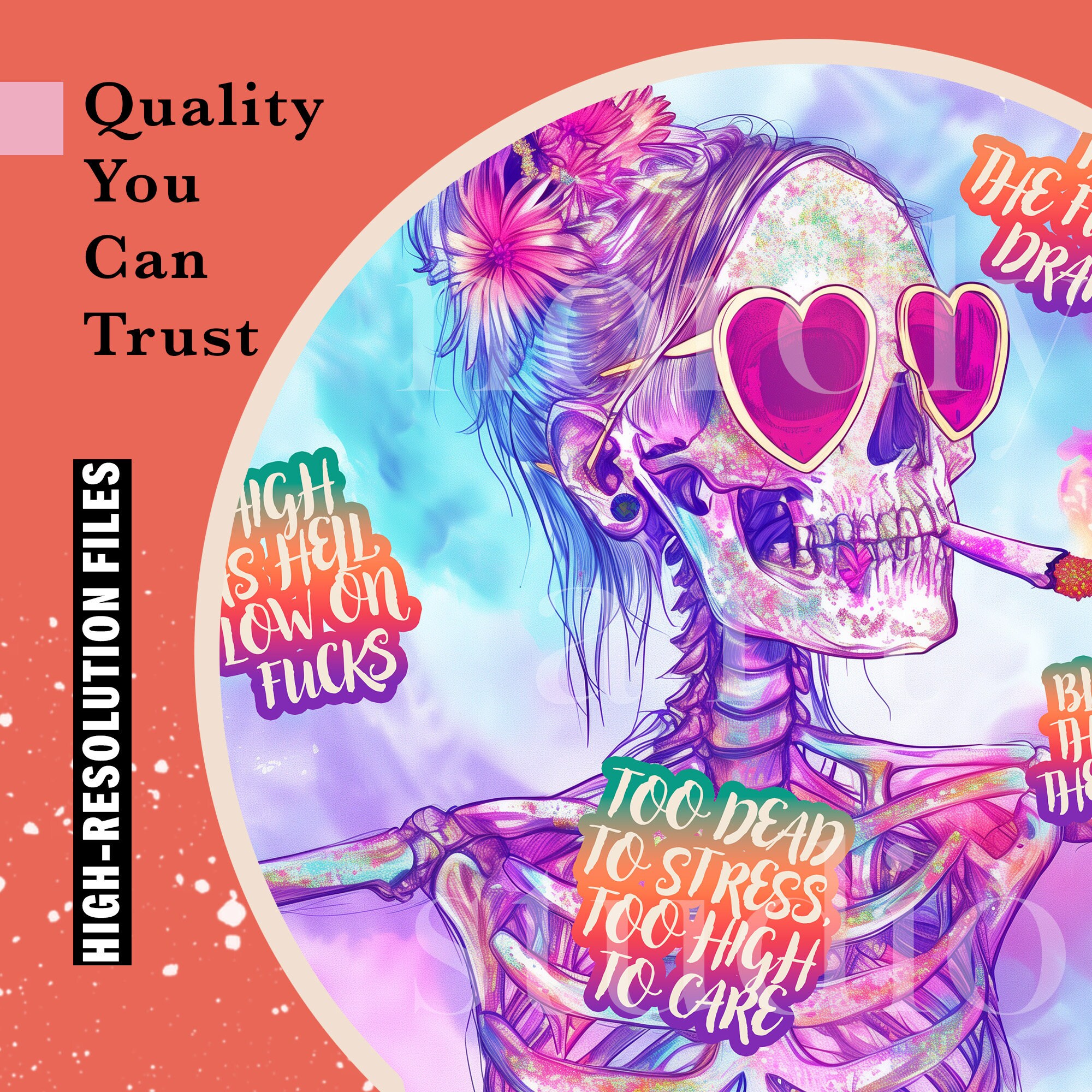 Sarcastic Quotes Skeleton Tumbler Wrap 20oz Funny Sayings Skull Weed ...
