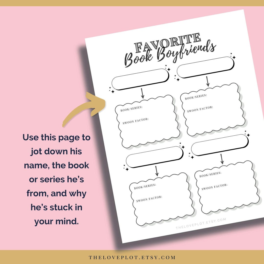 Favorite Book Boyfriends Printable | Romance Reading Journal Pages ...