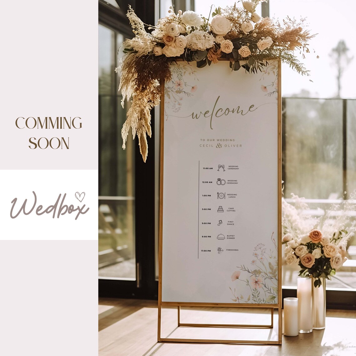 Wildflowers Welcome Sign , Watercolor Floral Welcome Sign , Editable ...