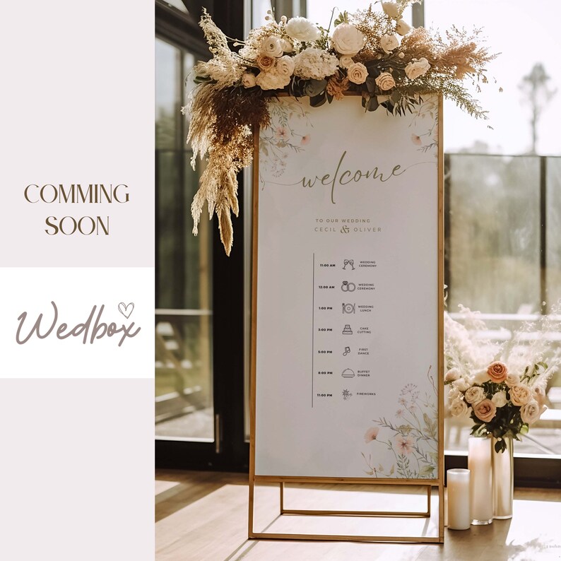 Wildflowers Welcome Sign , Watercolor Floral Welcome Sign , Editable ...