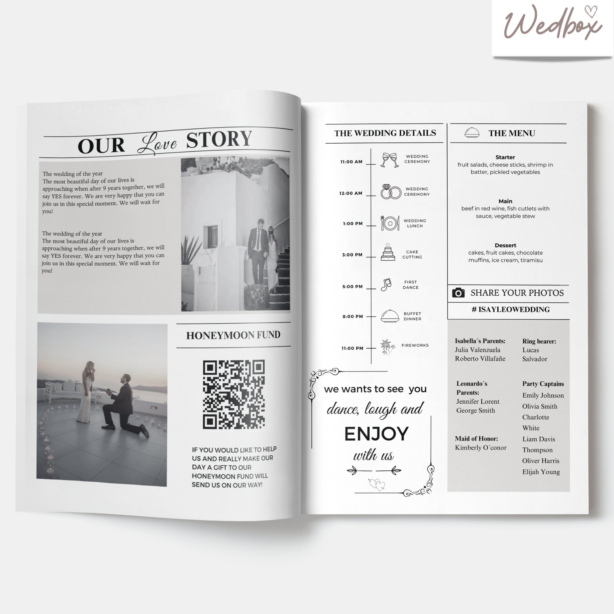 Editable Newspaper Wedding Program Template, Wedding Word Search, Canva ...