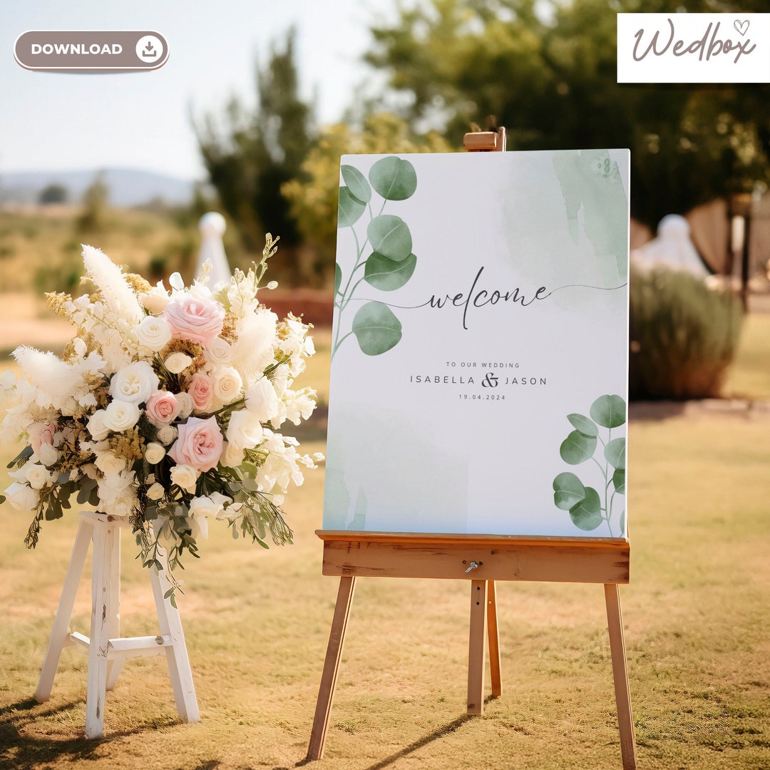 Eucalyptus Welcome Sign , Editable Wedding Welcome Sign Template ...
