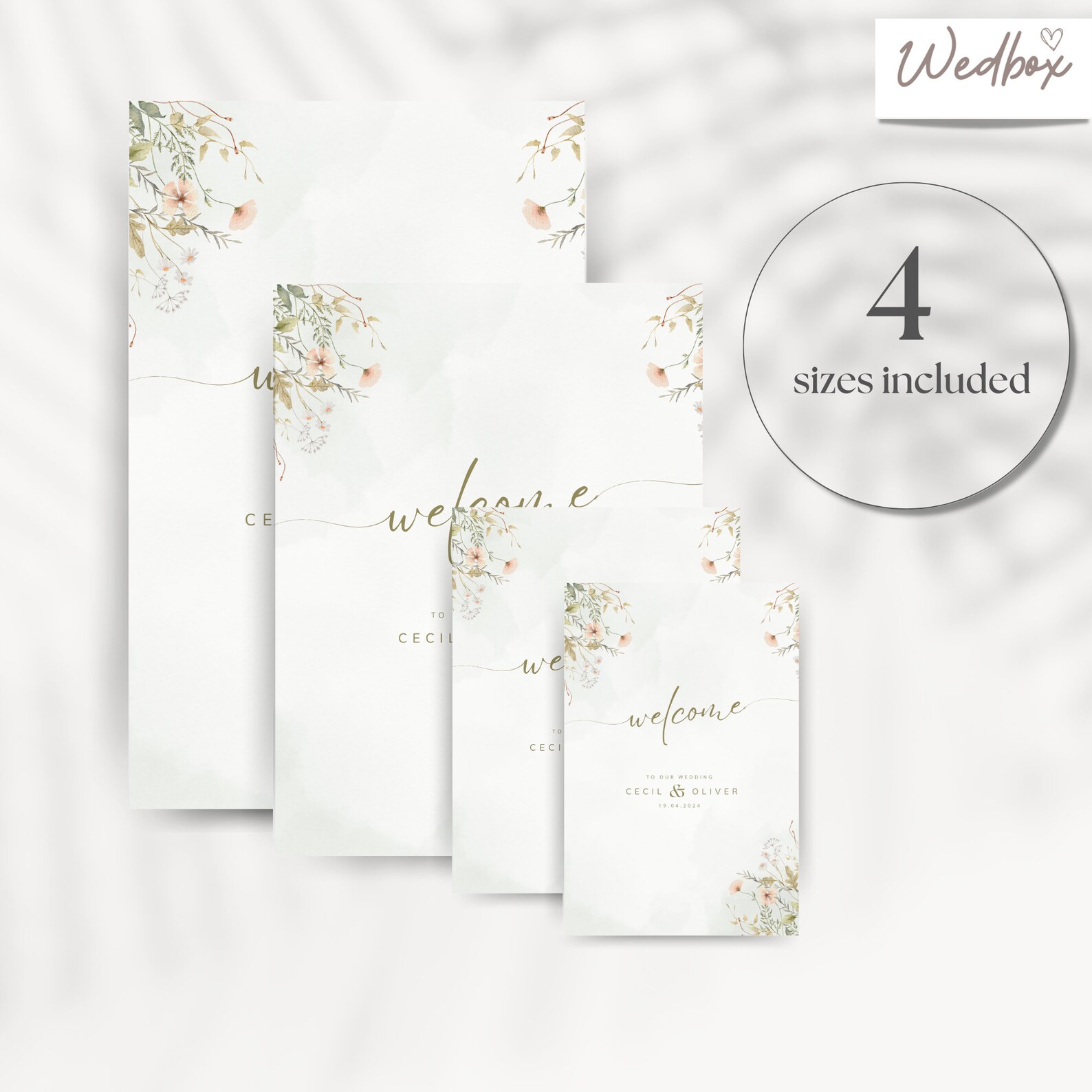 Wildflowers Welcome Sign , Watercolor Floral Welcome Sign , Editable ...