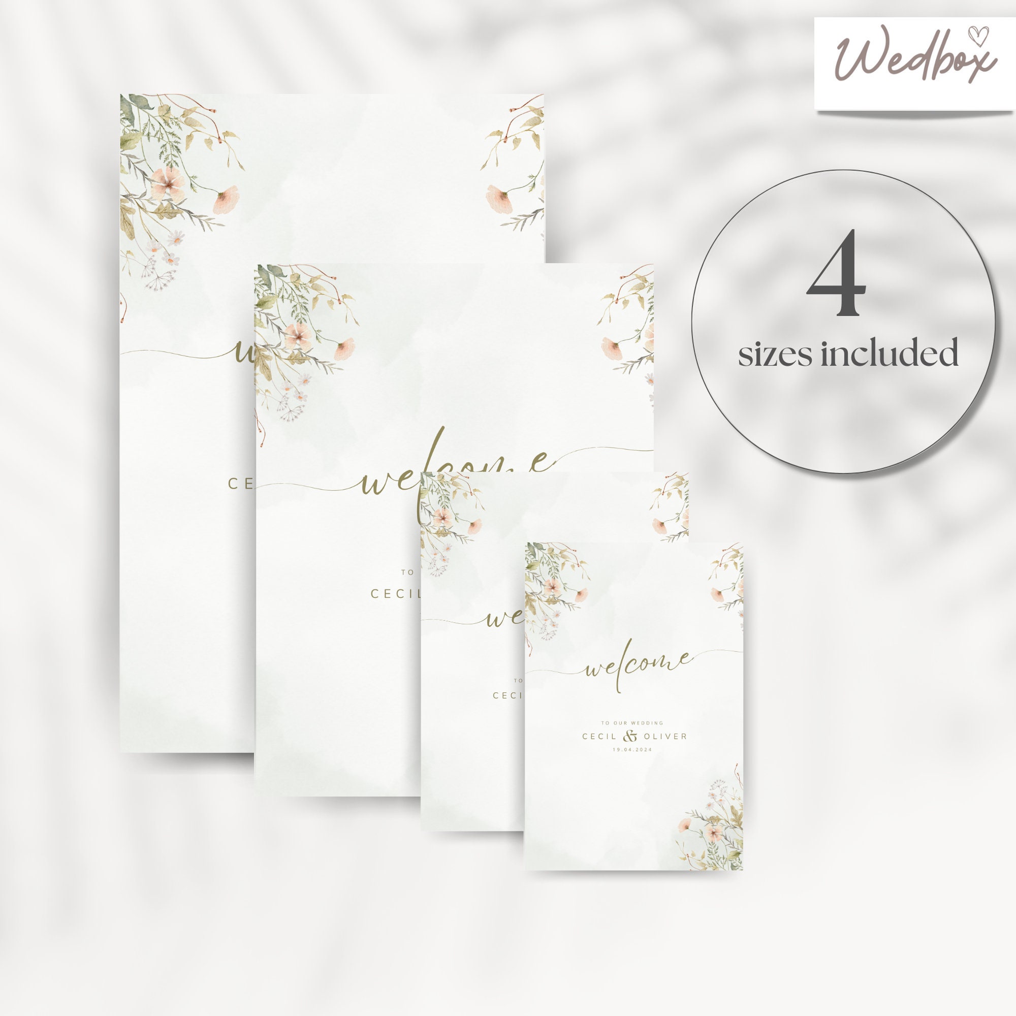 Wildflowers Welcome Sign , Watercolor Floral Welcome Sign , Editable ...