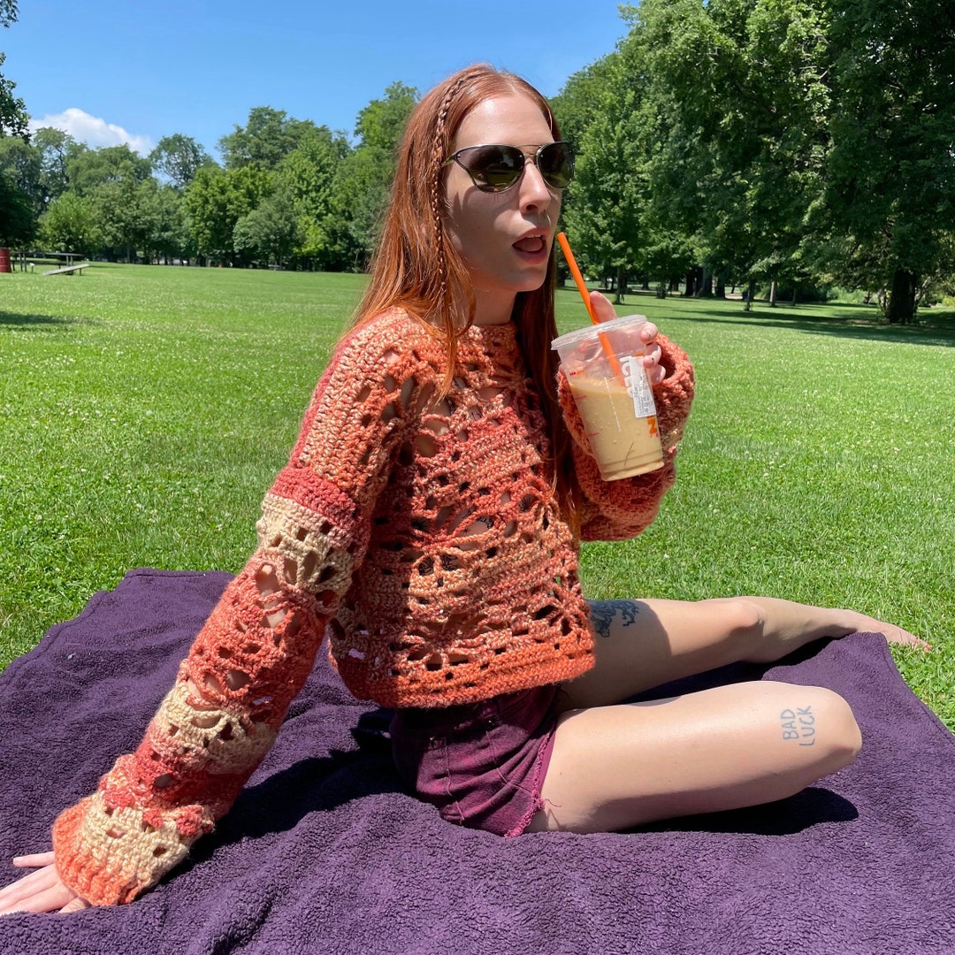 FLOWER POWER Crochet Sweater - Etsy