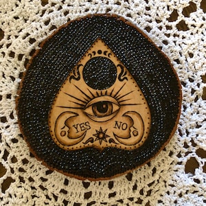 Handmade Wood Burned Art, Pyrography on Basswood, Planchette With Moon ...