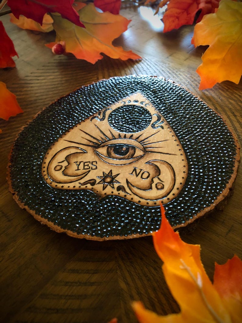 Handmade Wood Burned Art, Pyrography on Basswood, Planchette With Moon ...