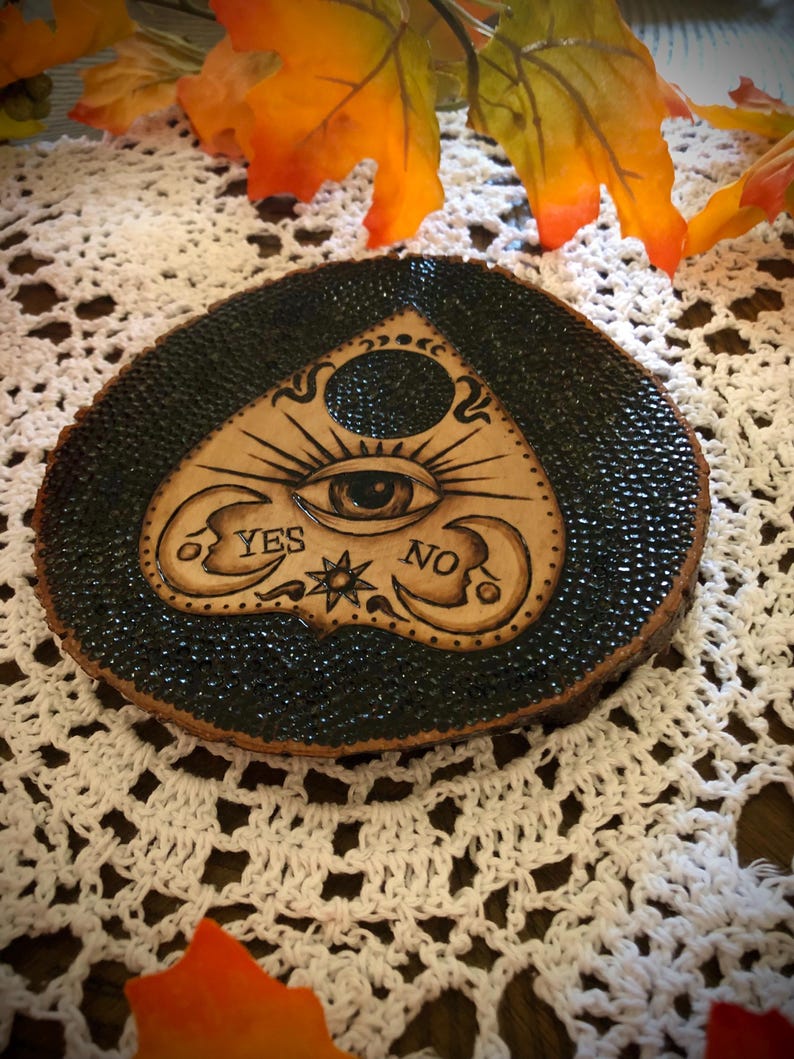 Handmade Wood Burned Art, Pyrography on Basswood, Planchette With Moon ...