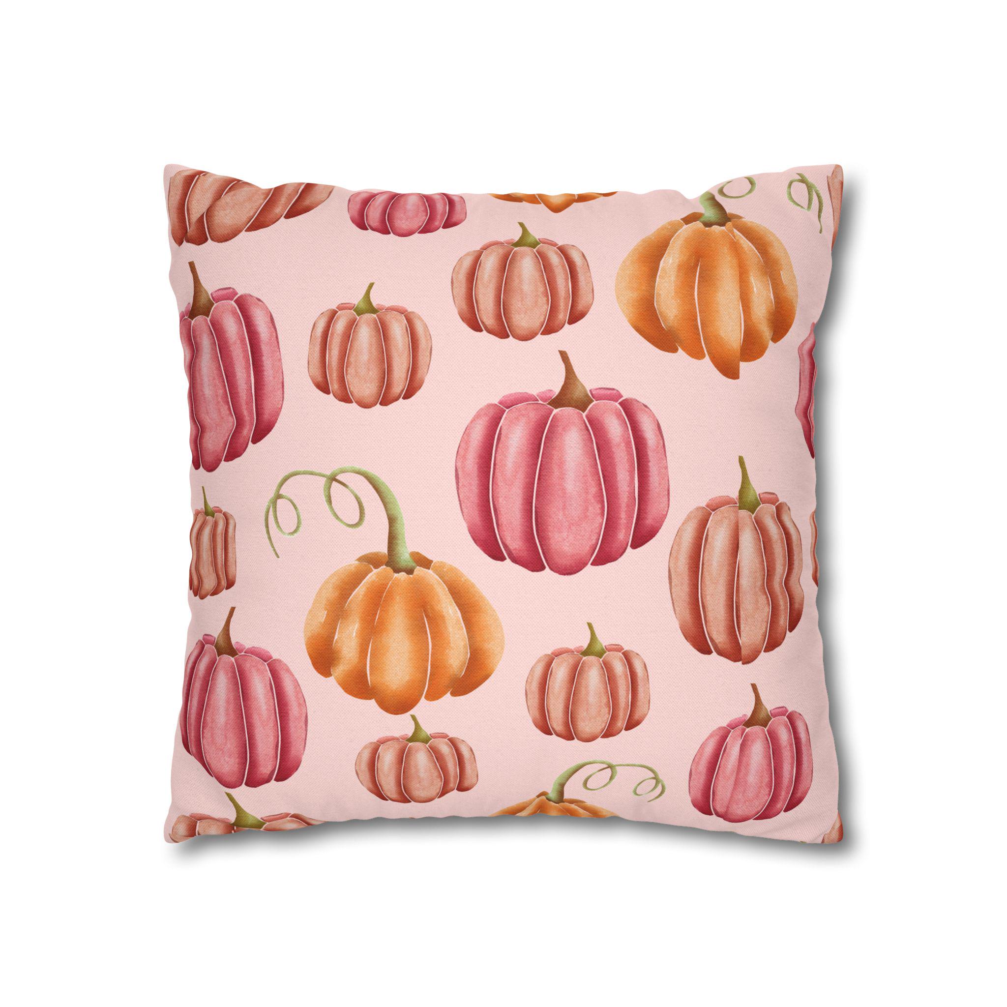 Pink Pumpkins Throw Pillow Cover, Fall Pillowcase, Accent Pillow Cover ...
