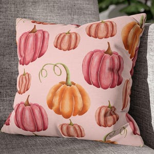 Pink Pumpkins Throw Pillow Cover, Fall Pillowcase, Accent Pillow Cover ...