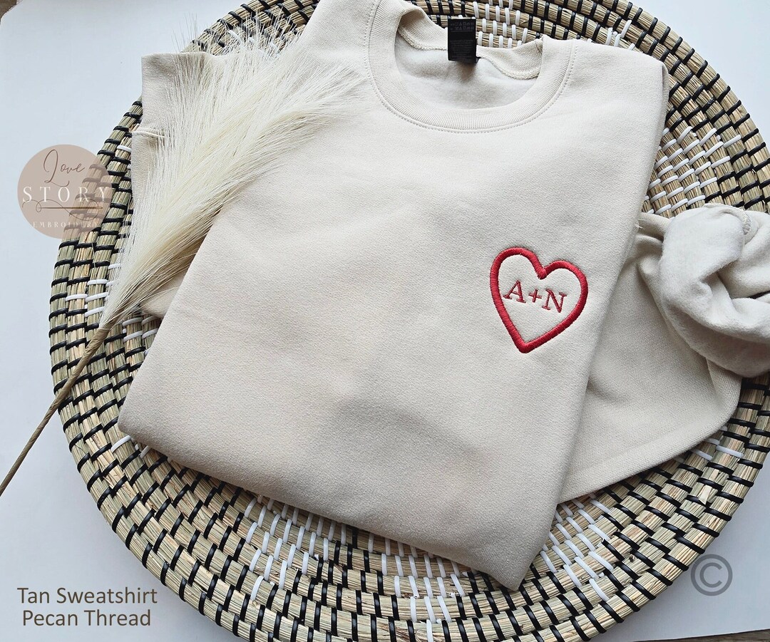 Embroidered Custom Valentine's Day Gift, Initial Heart Sweatshirt ...