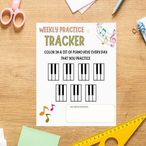Piano Practice Tracker Printable Chart Music Planner Instant Download ...