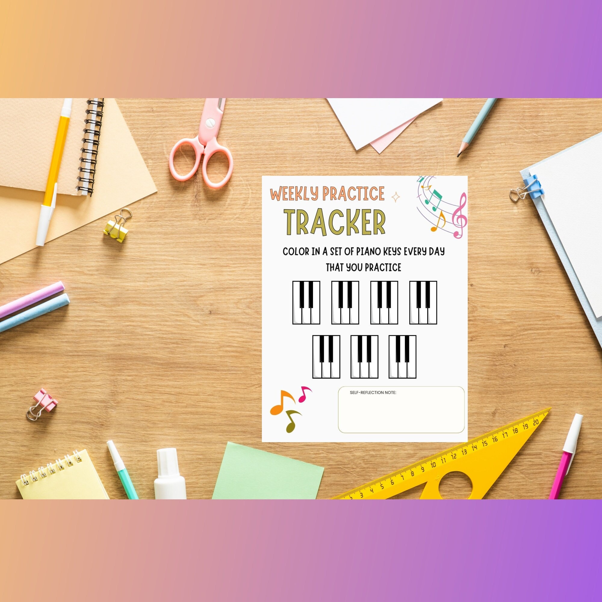 Piano Practice Tracker - Printable Chart - Music Planner - Instant ...