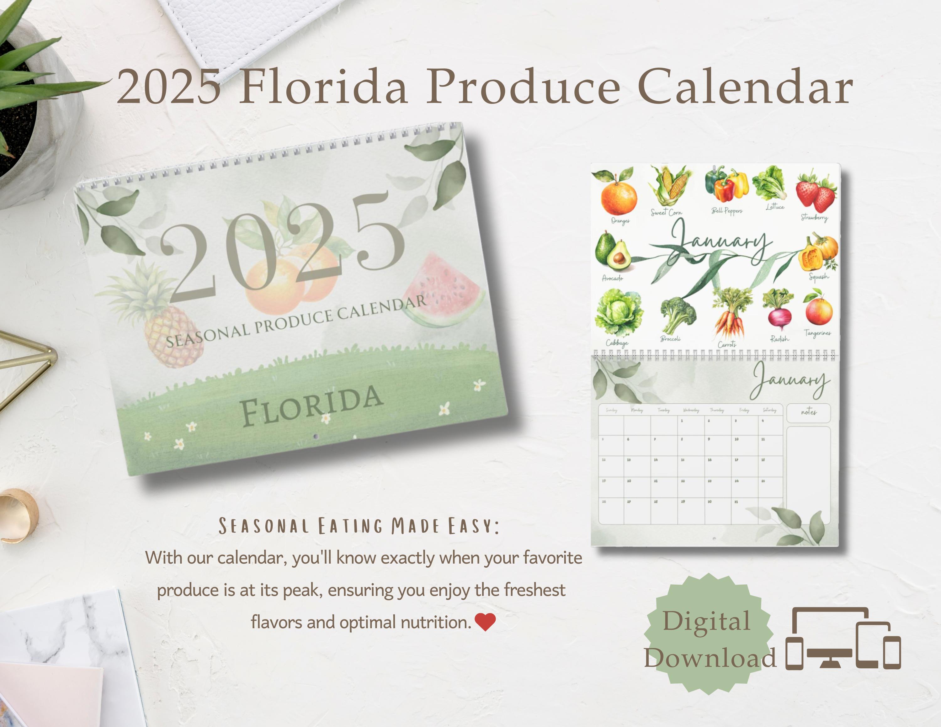 2025 Florida Produce Calendar Digital Download - Etsy