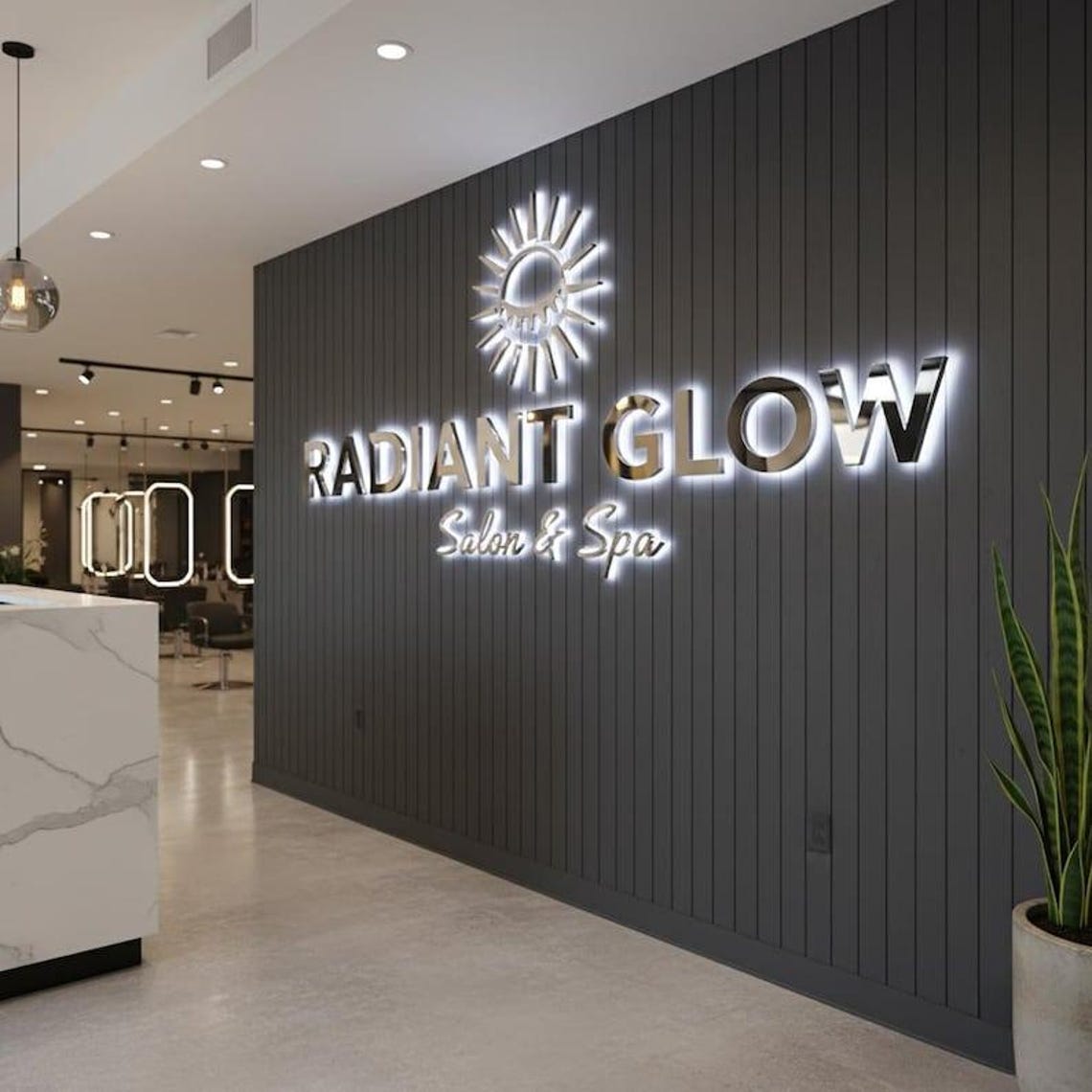 Custom 3D Metal Signage, Salon Sign, Backlit Logo Sign, Business Sign ...