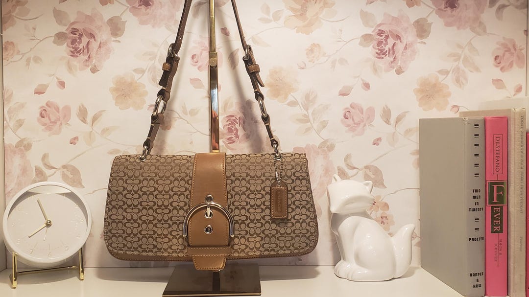 Vintage COACH Iconic Soho Optic Signature Canvas and Leather Shoulder ...