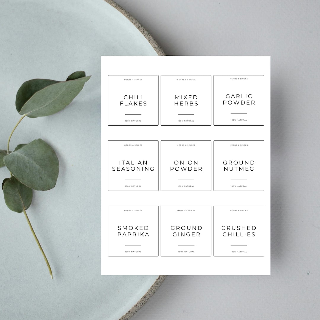 Herbs & Spices Labels: Minimalist Pantry Organization (digital Download ...