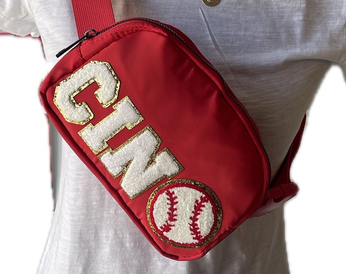 Cincinnati Reds Baseball Inspired Monogram Crossbody Bag/belt Bag ...