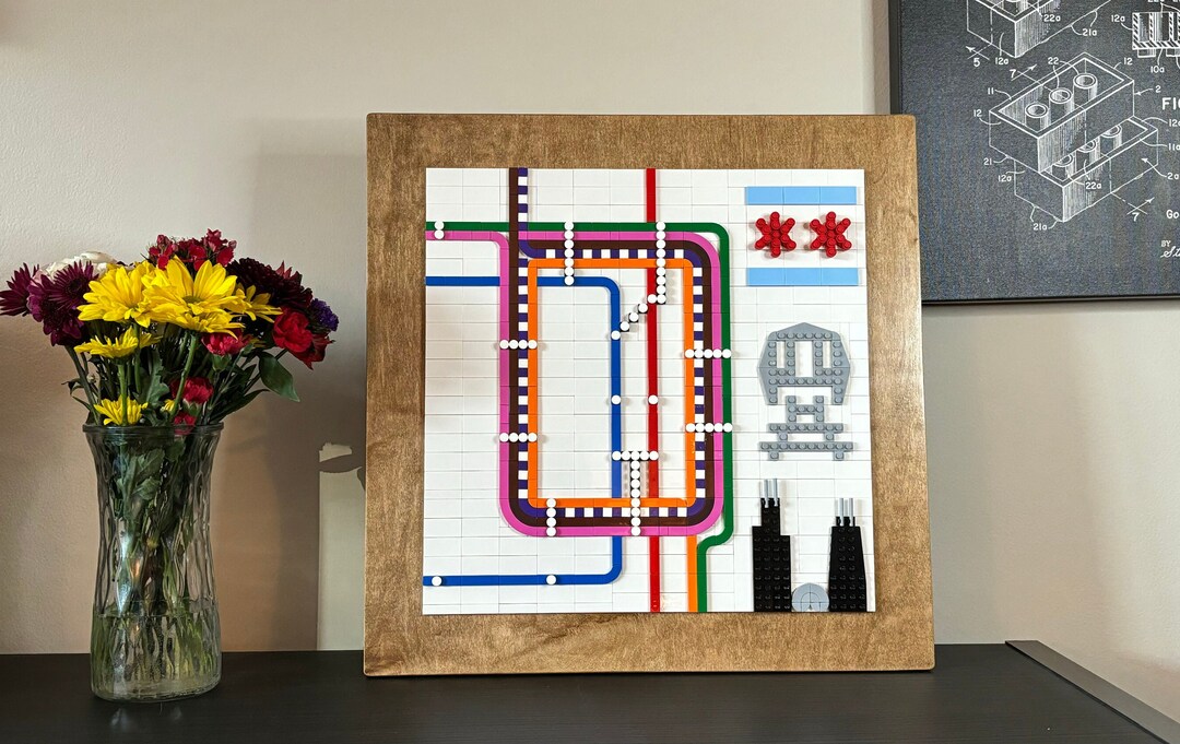 Chicago Loop L Train Map and Skyline Made With Lego Bricks, Mounted on ...