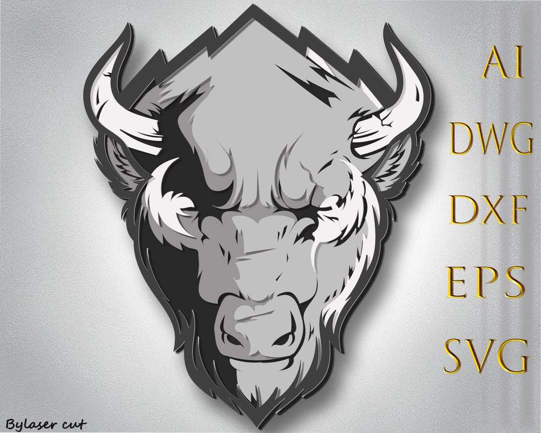 BISON Multilayer Svg, Laser Cut Files Buffalo Svg,vector Buffalo,bull ...