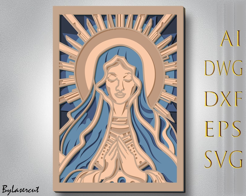 Virgen María Multicapa Svg, Virgen María 3D Capa Svg, Corte láser ...