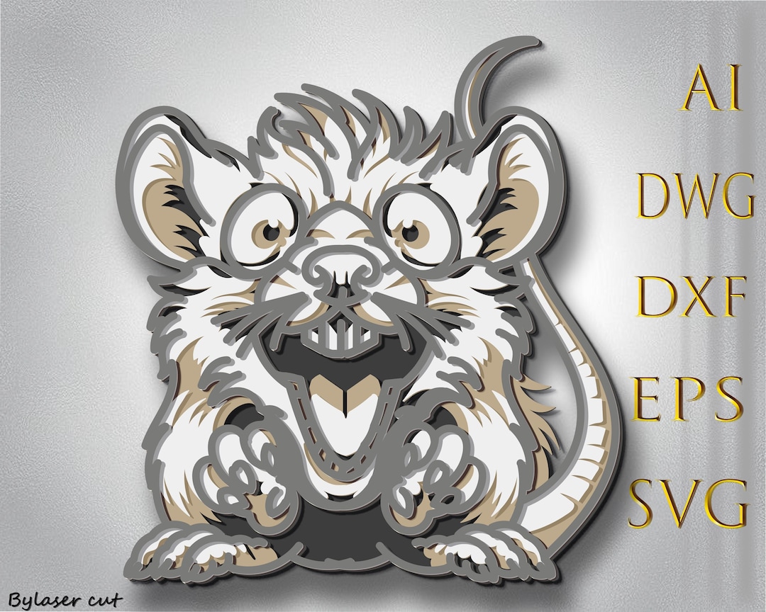 Rat Multilayer Svg,rat 3D Layer Svg ,laser Cut,paper Cut,rat Dxf,rat ...
