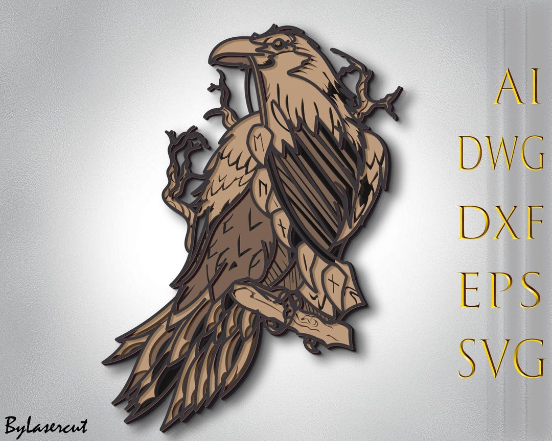 Raven 3d Layered Svg,3d Layer Raven,laser Cut,paper Cut,raven Dxf,raven ...