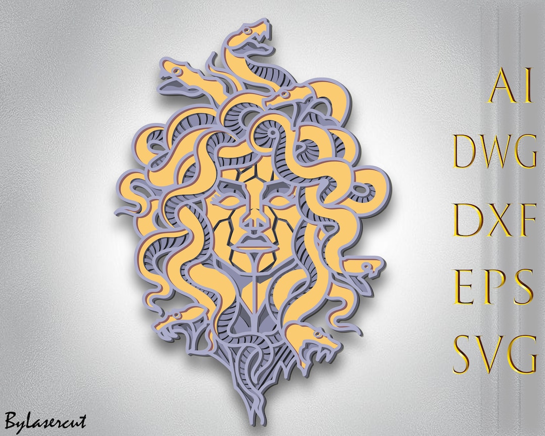 Medusa Gorgon Multilayer Svg/medusa Laser Cut/medusa Paper Cut/medusa ...