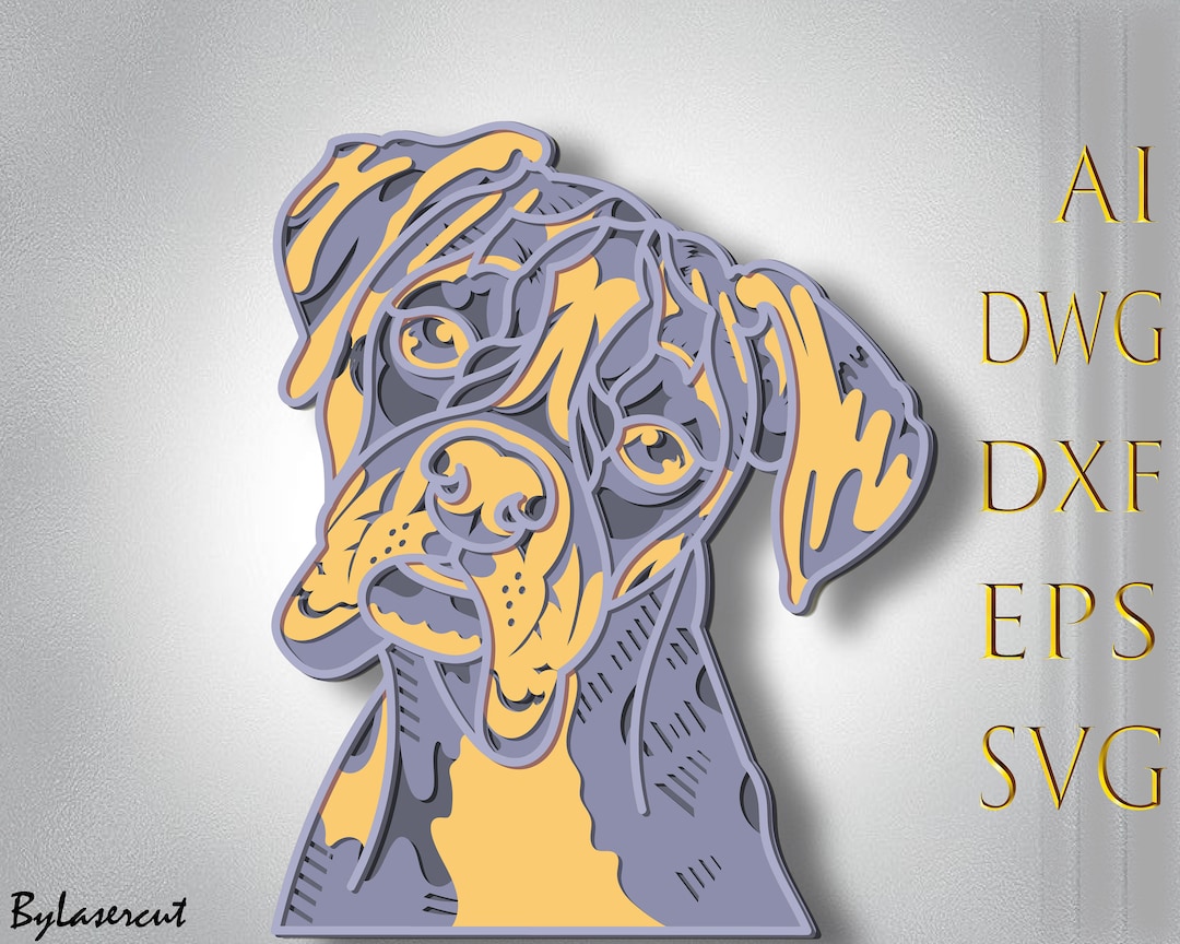 Boxer Dog Multilayer Svg/dog Laser Cut/boxer Dog Paper Cut/3d Mandala ...