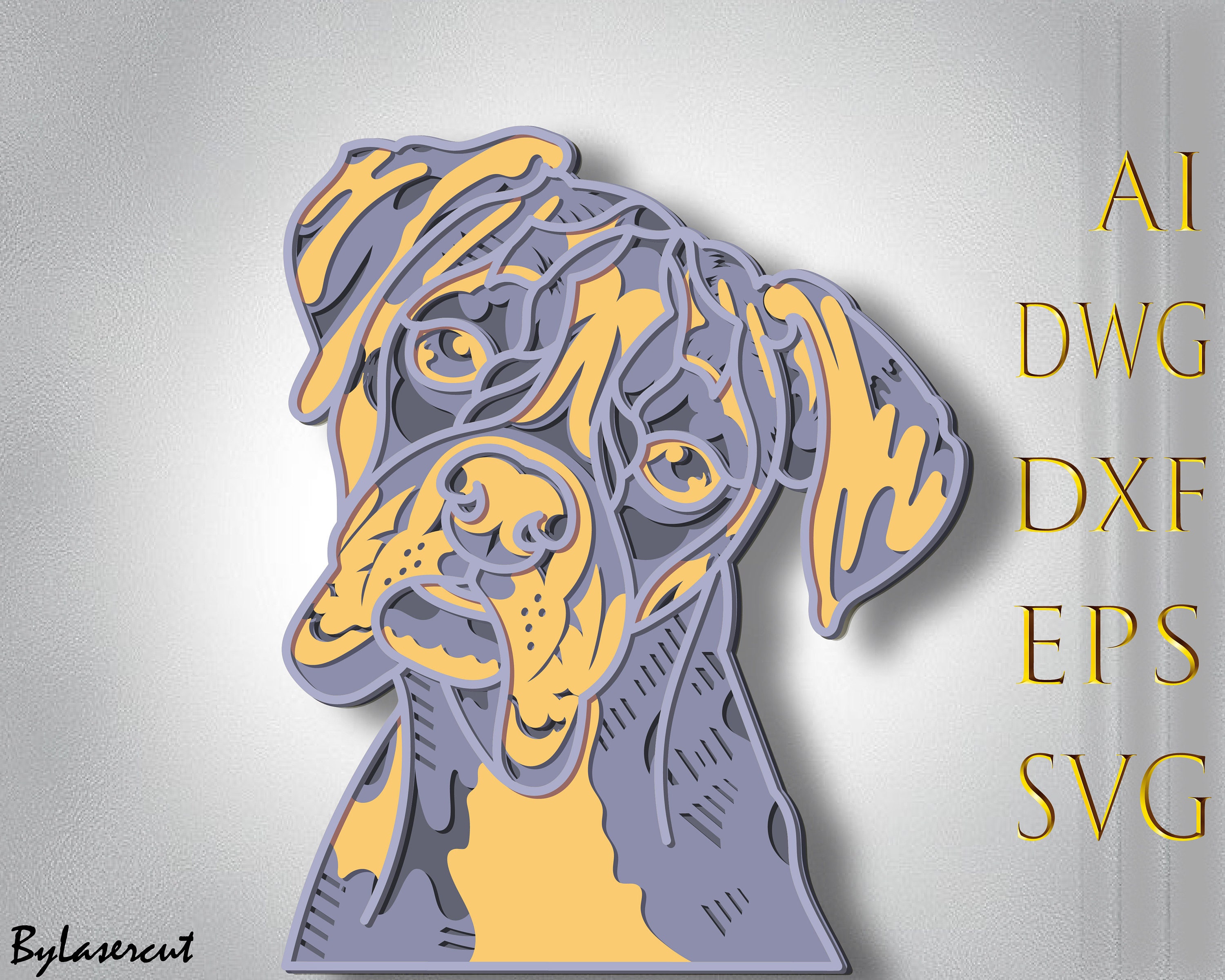 Boxer Dog Multilayer Svg/dog Laser Cut/boxer Dog Paper Cut/3d Mandala ...