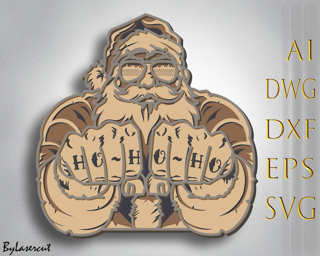 Santa Claus 3D Layered Svg File, Multilayer Panel for Laser Cutting ...
