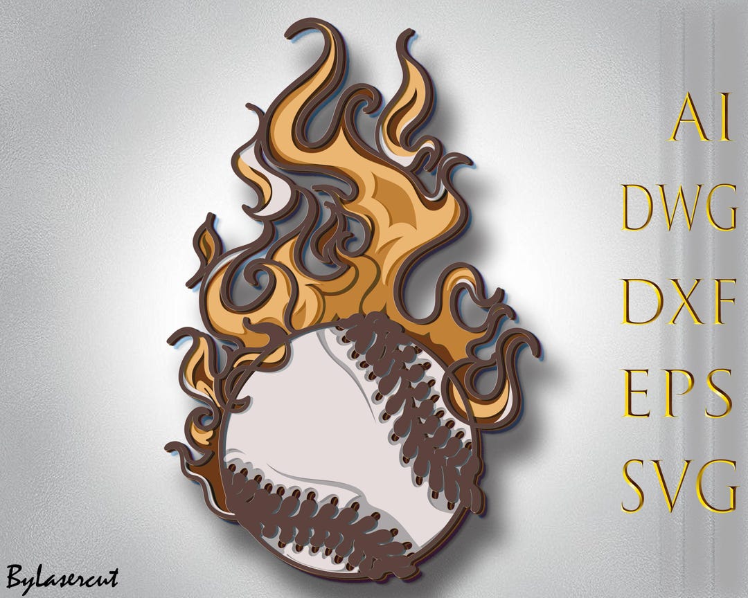 Flaming Baseball 3D Layered SVG Laser Cut File - Etsy