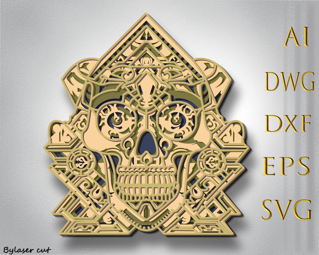 Aztec Skull 3D Mandala SVG Files, Decoration Laser Cutting Plans ...