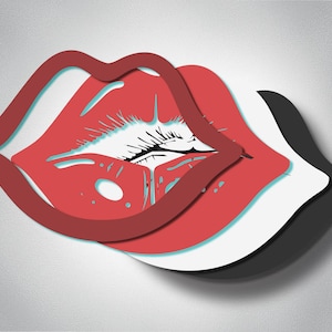 3D Woman Lips Multilayer Svg,3d Layer Lips,laser Cut,paper Cut, Lips ...
