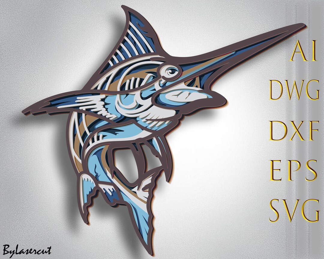 Marlin Fish 3D Layered SVG Files for Cricut Projects, 3D Mandala Svg ...