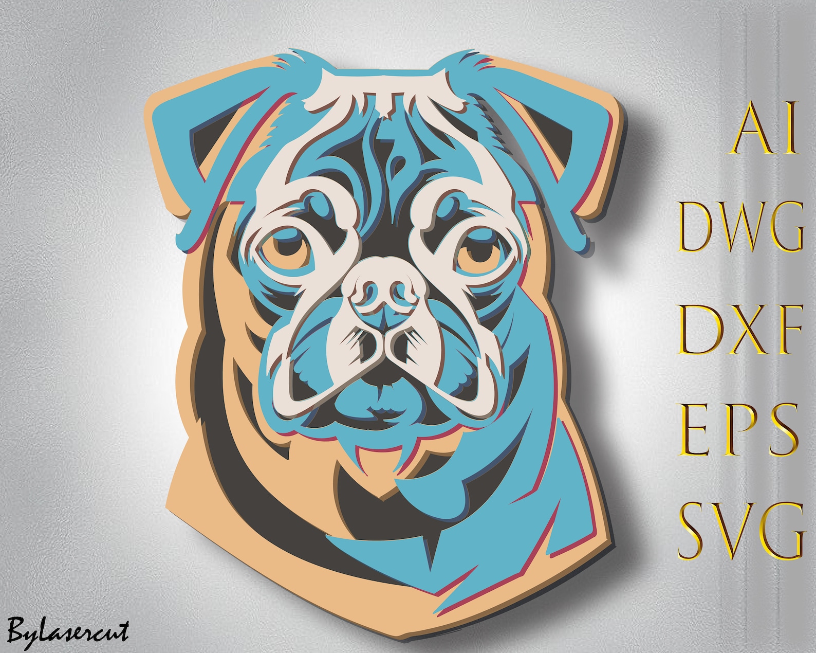 Pug Multilayer Svg,pug 3d Pug Laser Cut,cute Pug Paper Cut,3d Mandala ...