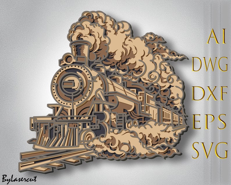 Steam Locomotive 3D Mandala Svg, Multilayer Panel for Laser Cutting ...
