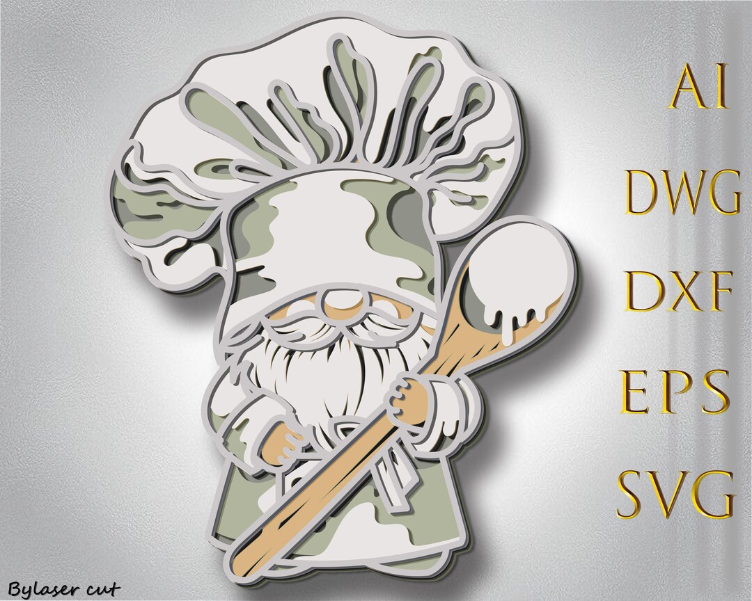 Chef Cooking Multilayer Svg,chef 3D Layer Svg ,laser Cut,paper Cut,deer ...