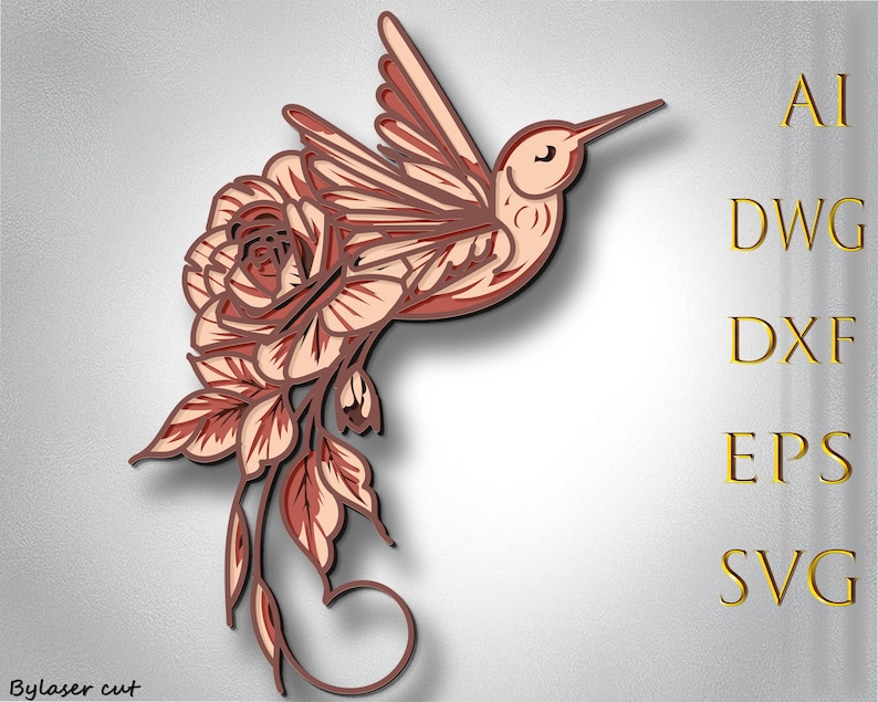 Colibrí SVG multicapa, corte láser, archivo de corte de papel, para ...