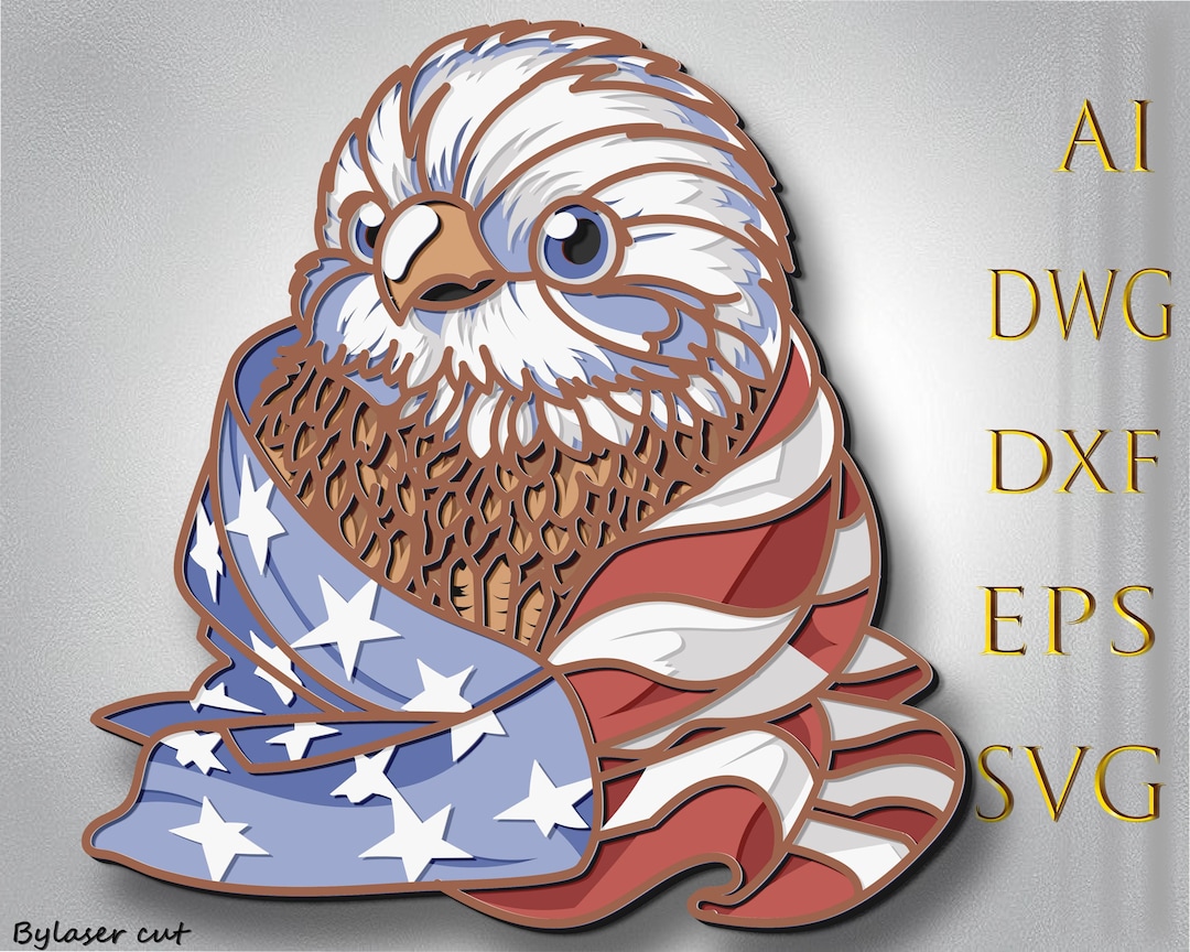 American Eagle US Flag Laser Cut File (svg, Dxf, Ai, Eps, Dwg, Pdf) - Etsy