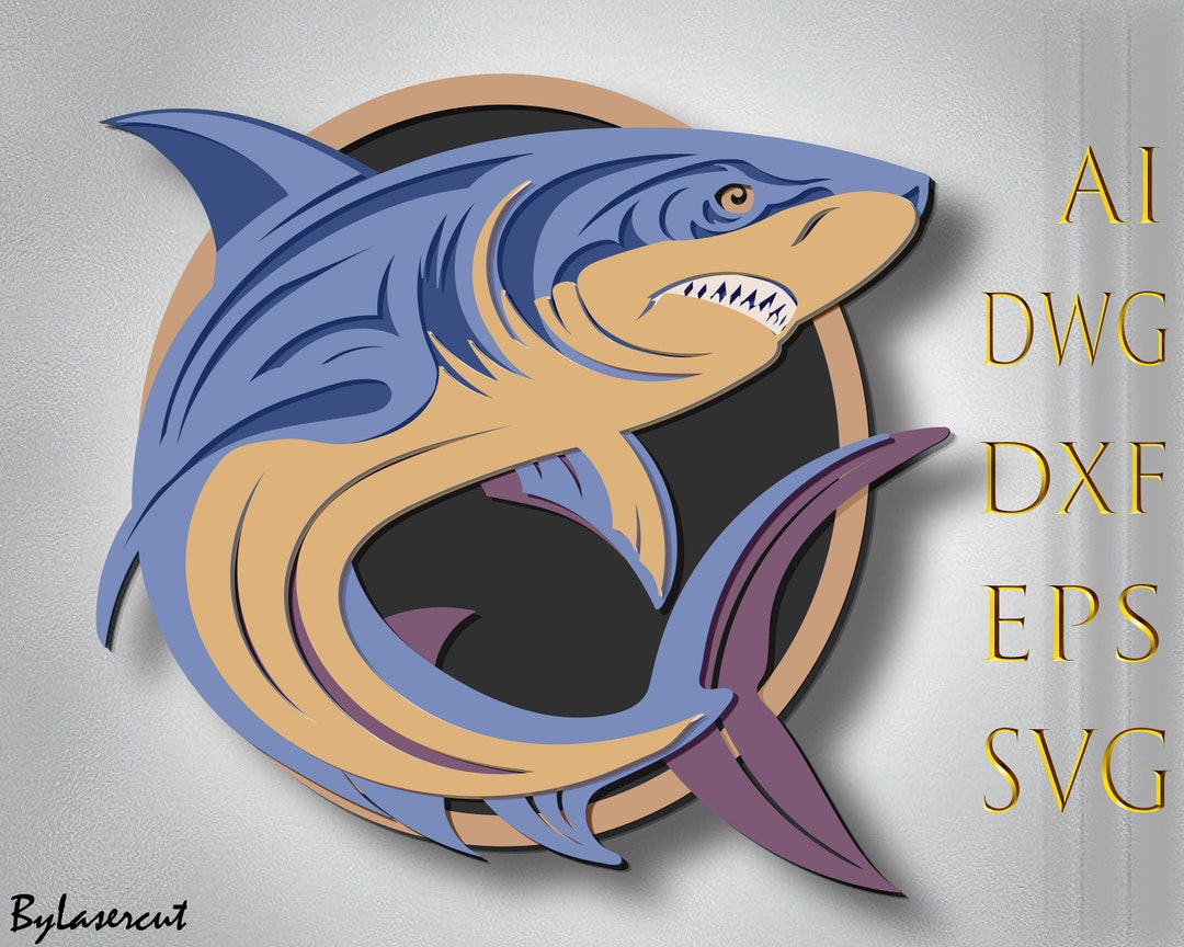 Shark Multilayer Svg,laser Cut,paper Cut File,cnc,3d Mandala,plywood ...
