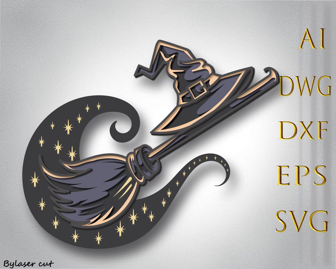 Witch Broom Multilayer Svg,laser Cut,paper Cut File,cnc,3d Mandala ...