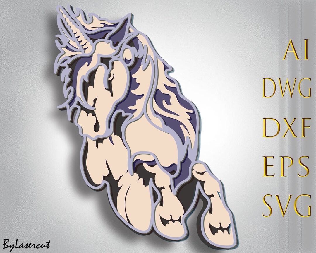 Unicorn Multilayer Svg,laser Cut,paper Cut File,for CNC Router,3d ...