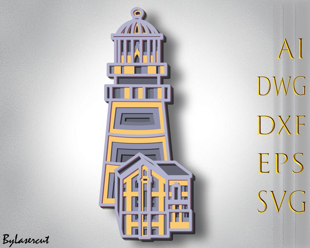 Lighthouse Multilayer Svg,lighthouse Laser Cut,paper Cut,lighthouse 3d ...