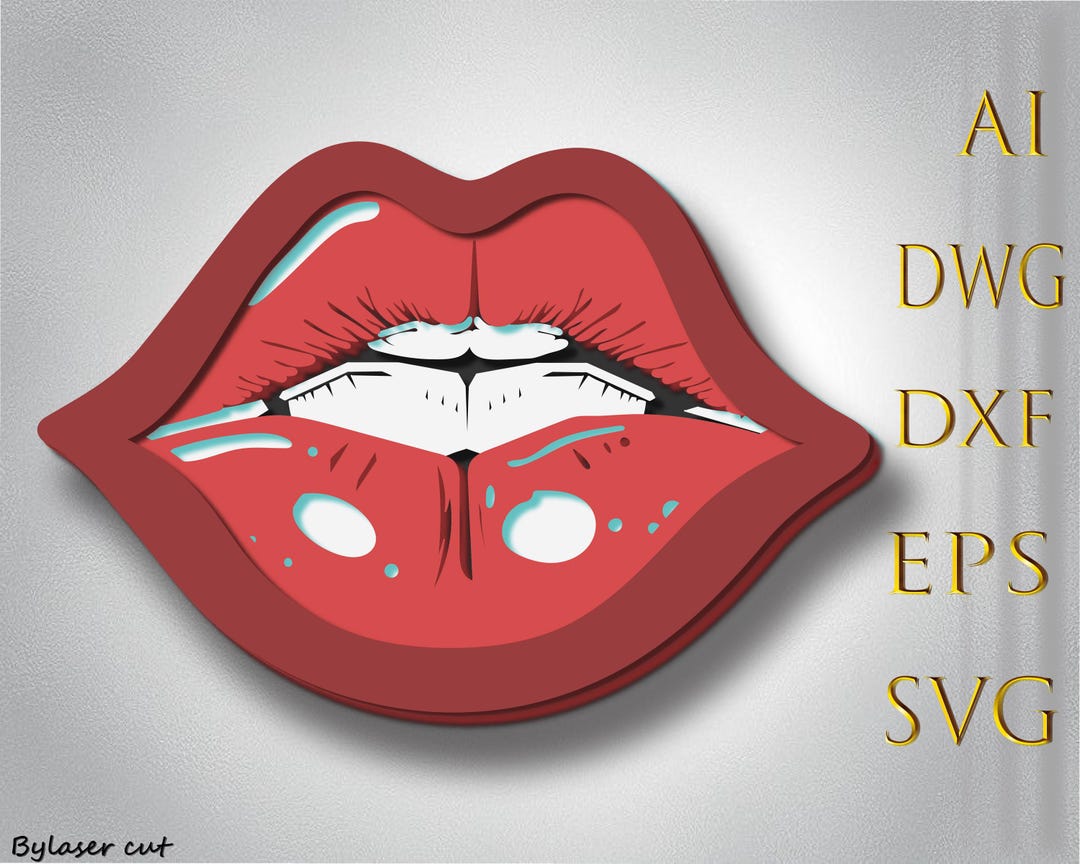 3D Woman Lips Multilayer Svg,3d Layer Lips,laser Cut,paper Cut, Lips ...