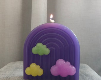 Pink Rainbow Candle With Three Clouds - Etsy