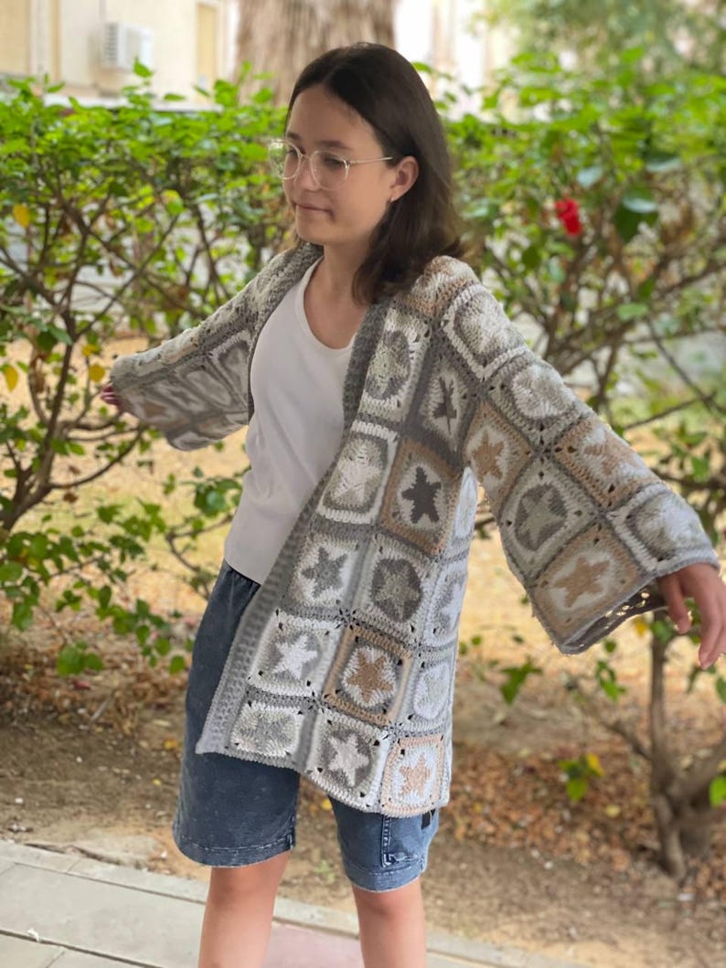 Crochet Star Granny Square Cardigan Pattern, PDF File and Video (eng ...