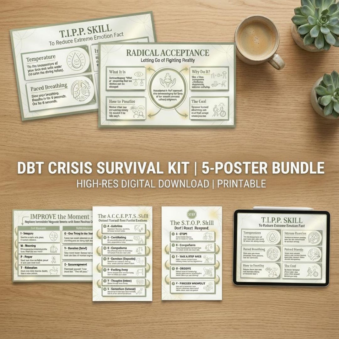 DBT Crisis Survival Kit | Distress Tolerance Skills, Therapist Office ...