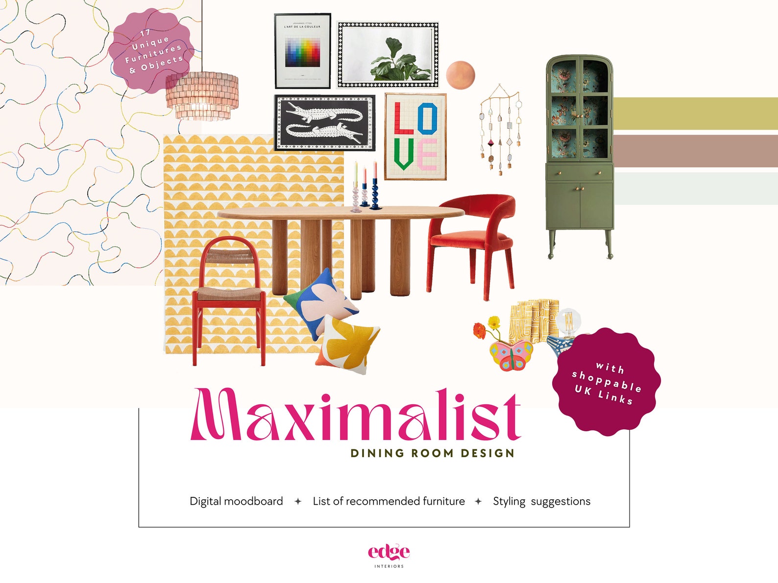 Maximalist Dining Room Design, UK, Predesigned Interior E-design ...